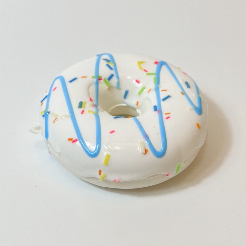 Squishy медленный отскок PU моделирование 8cm пончик хлеб распаковать игрушку подвеска зажим реквизит Белая цветная игла