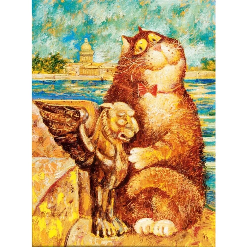 Алмазная Картина "Питерские Коты" 40х50 См Алмазная Вышивка / Картина Стразами Подарков