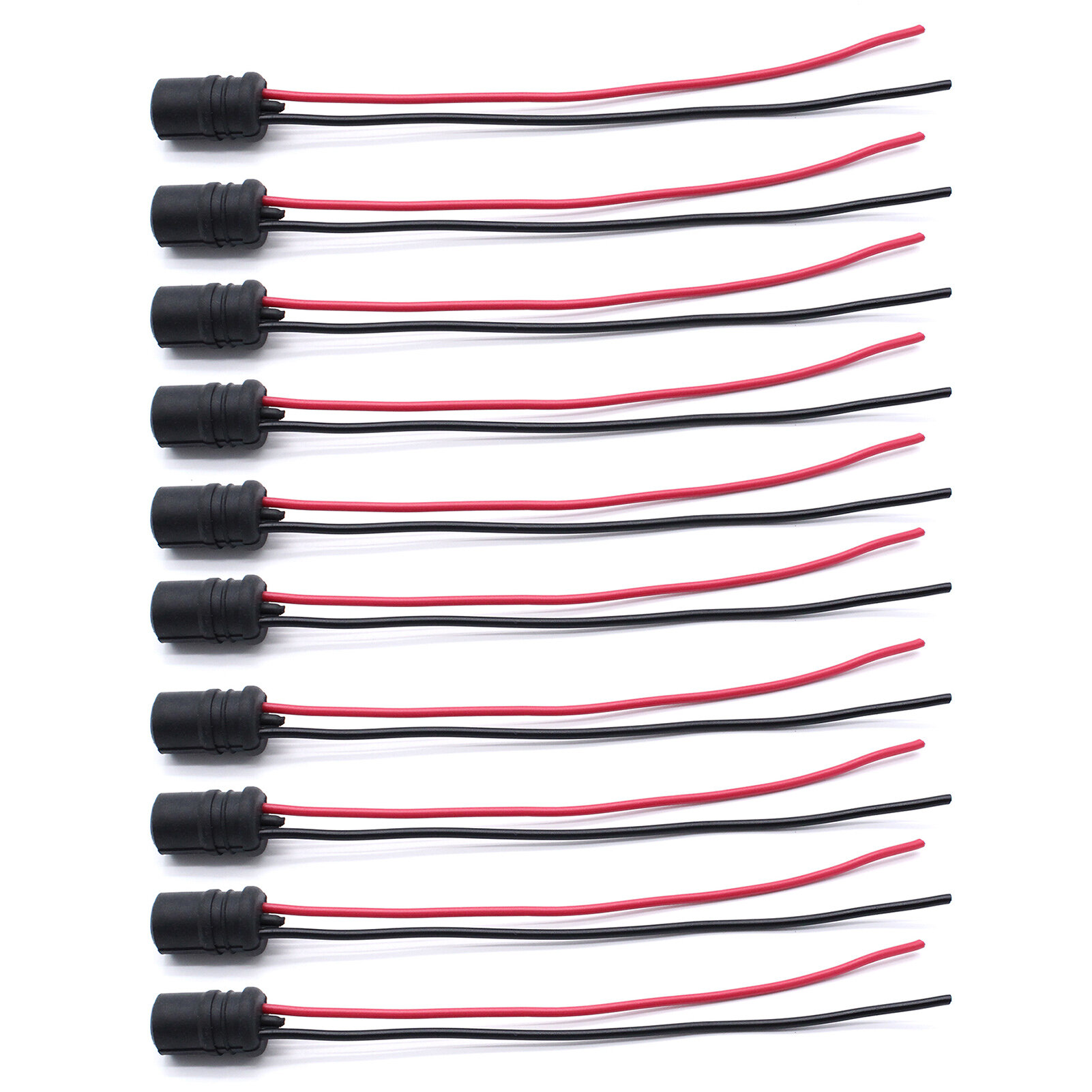 10pcs 12 V T10 W5W 147 501 Wedge Light Bulb Headlight Socket Connector Holder Black Red+Black Rubber 12mm 12cm 3W для автомобилялошадь Front Left Rear Right Bayonet LED Parking Light Daytime Running Light