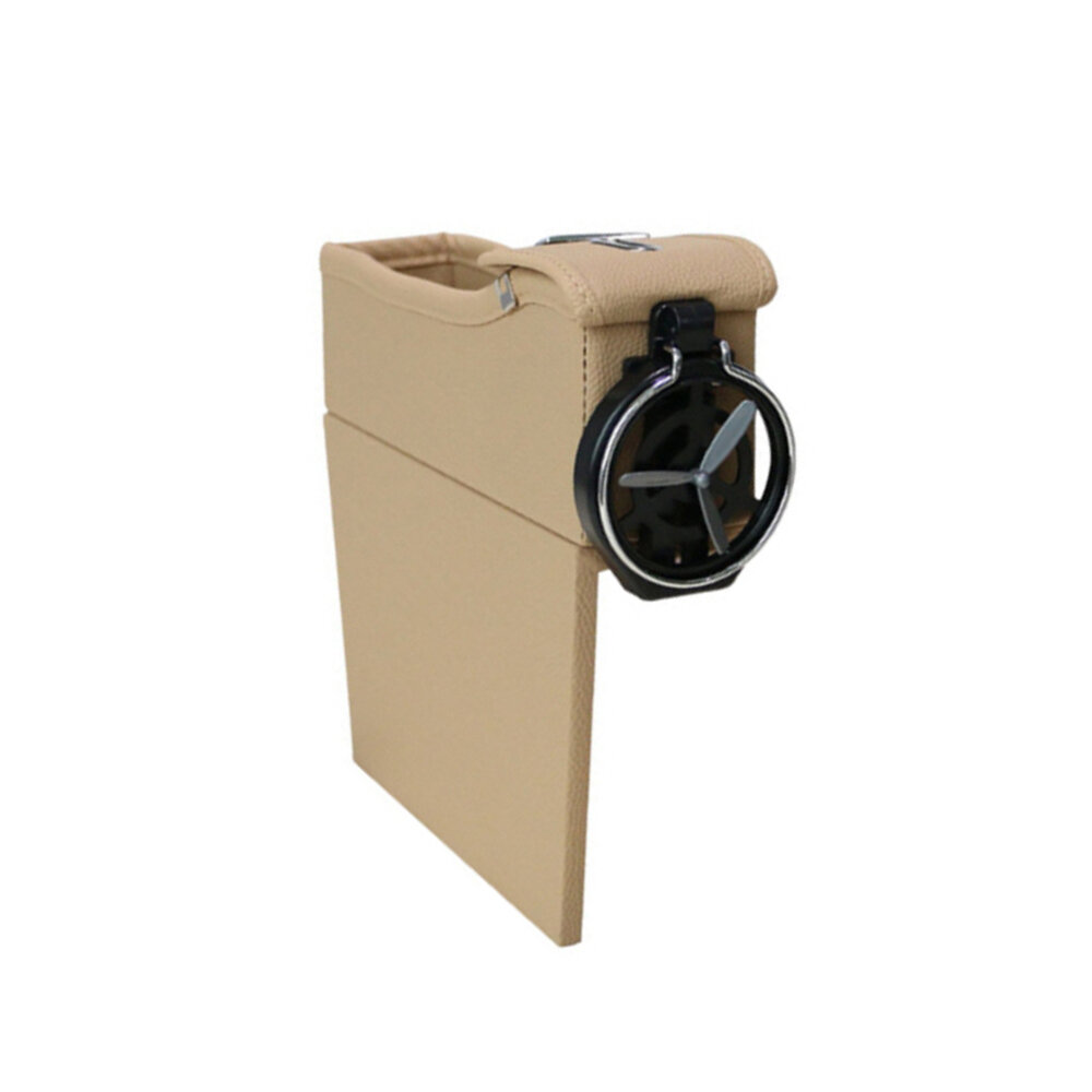 Куфар-органайзер для щели между сиденьями автомобиля с держателем для стакана, из ПУ кожи, многофункциональный карман, хранение монет, автомобильный аксессуар, материал: кожа, цвета: черный, черный+красный, бежевый, коричневый, хаки (по выбору), типы: