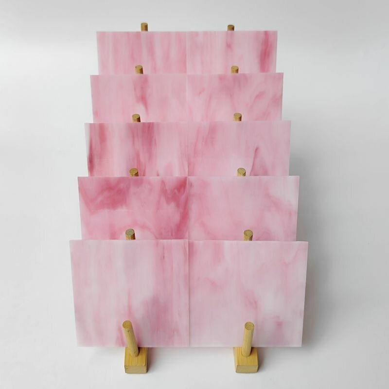 Набор витражного стекла 10 единиц 10 на10 см Розовое стекло