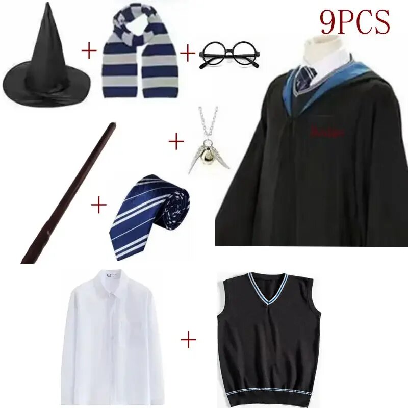 Костюм Гермионы из Гарри Поттера Темно-синий, XL, 9pcs4