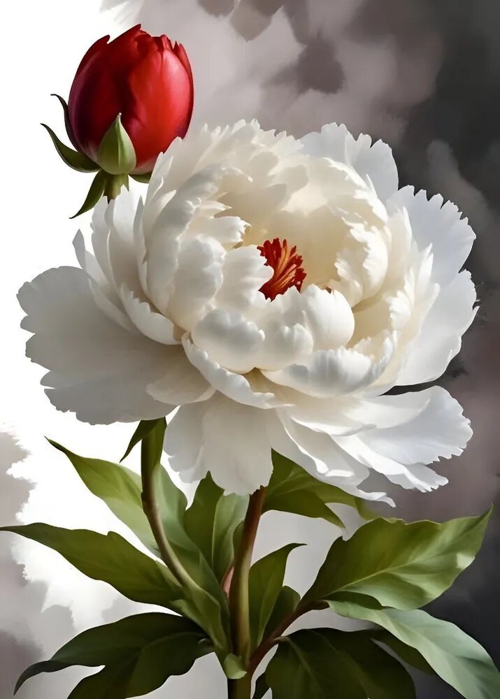 Алмазная Картина "Пион" 40х50 См Алмазная Вышивка / Картина Стразами Подарков