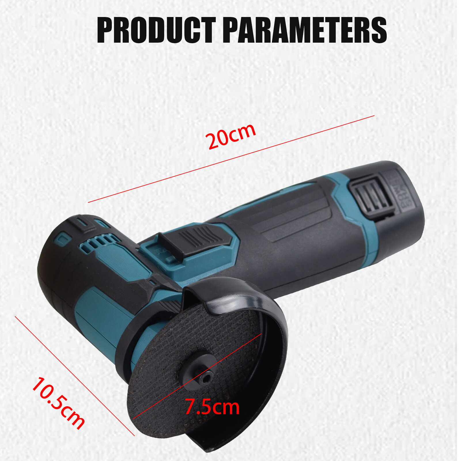 Аккумуляторная УШМ 12V, диск 3in/76мм, 2x1300mAh, зарядка, 6 дисков в комплекте, US