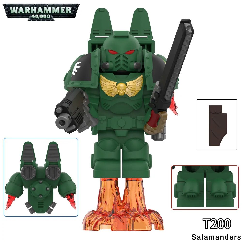 Минифигурка из конструктора Warhammer 40K Empire Warrior, модель Warhammer 40,000 Interstellar Extreme Warrior, рюкзак для прыжков, совместимы с легo конструкторами