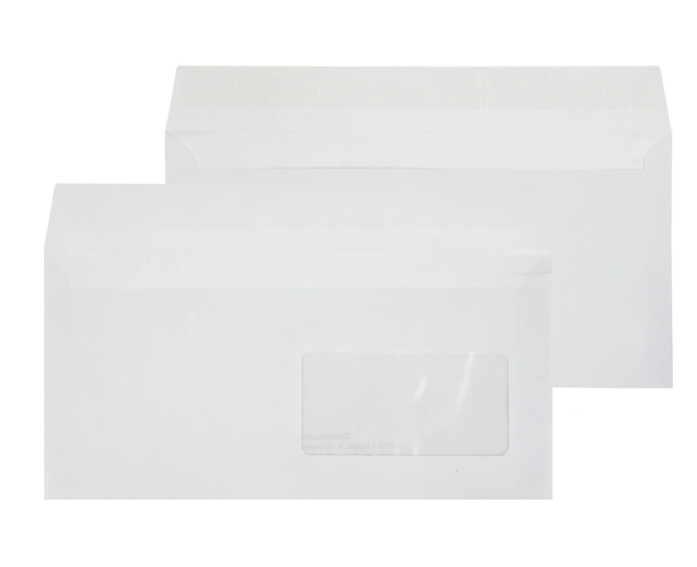 Конверт Attache Economy (Выбор есть) Е65 белый стрип с правым окном, 1000штук в упаковке