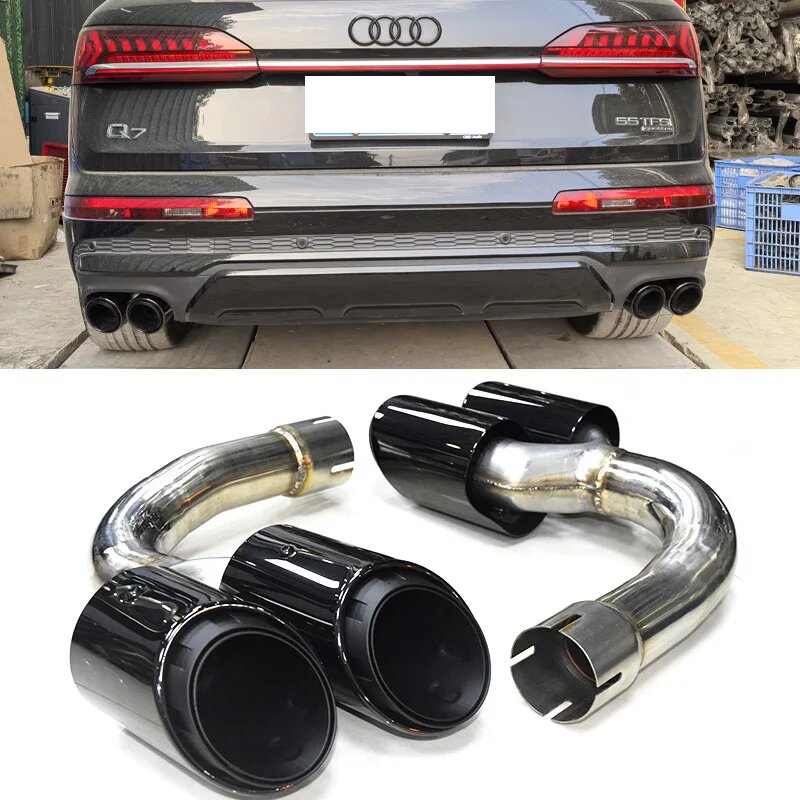 Насадка на выхлопную трубу из нержавеющей стали 304, квадратная, для Audi Q7 4M 2016-2023, обновление до стиля SQ7, черная, без глушителя