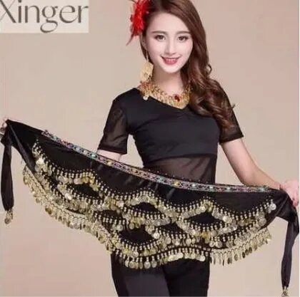 Пояс платок для восточных танцев с монетками