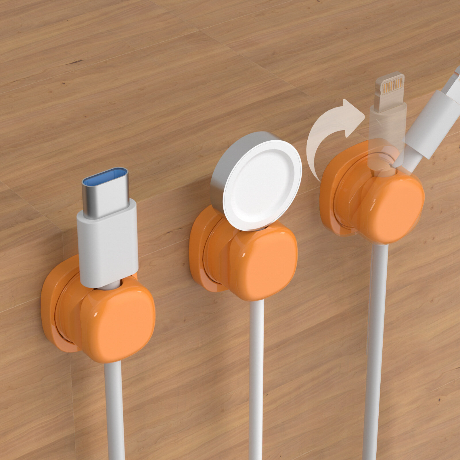 Вращающийся держатель для кабелей с пружиной для зарядных кабелей мобильных телефонов, кабелей для наушников, сетевых кабелей, силовых кабелей и органайзера для кабелей