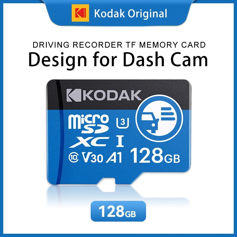 Высокопрочная карта Kodak Micro SD для видеорегистратора FAT32, карта памяти 128/256 ГБ, 100 МБ/с, гладкие 4K и петлевые записывающие микродрокарты