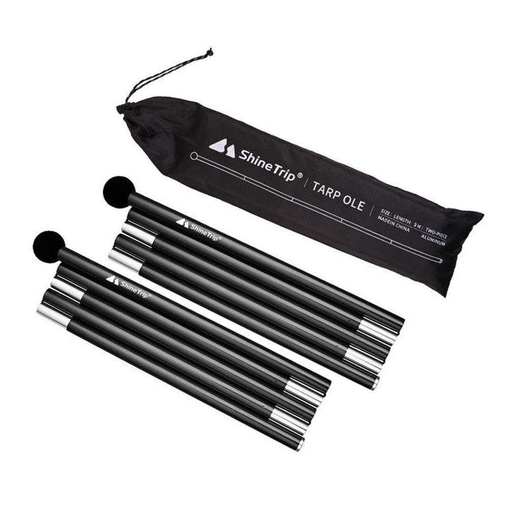 ShineTrip Палки для палатки для отдыха на открытом воздухе и пляжа алюминиевый сплав складывающие опорные штанги алюминиевые палки для навесов палки для палаток 2 штуки красный черный серебристый 170cm S 200cm L