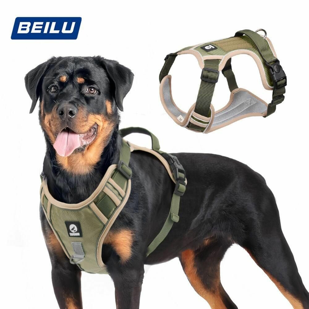 Шлейка для собак средних и крупных больших пород весом от 10 кг до 50 кг, анатомически правильная, прогулочная, для дрессировки, со светоотражателями, без поводка, не кожаная-DKD-CJ0903