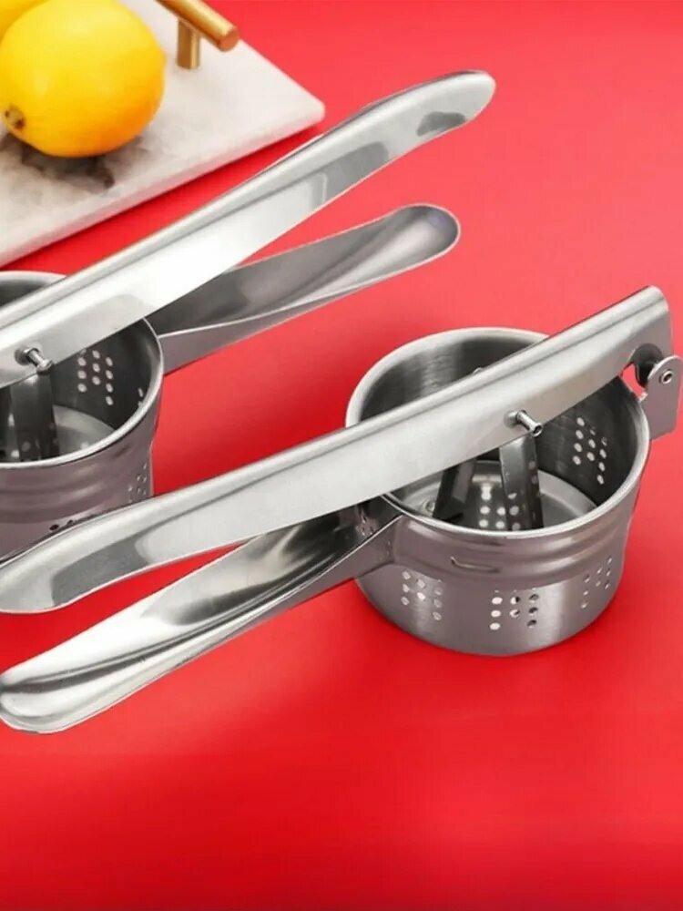 Большая картофелемялка емкостью 15 унций, машинка для измельчения картофеля и овощей из нержавеющей стали, кухонные инструменты с эргономичными ручками, приспособления для отжима и разминания