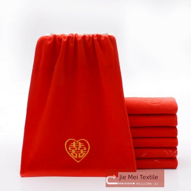 Подарочное полотенце для свадьбы, свадебное красное вышитое счастливое слово, одинарная и двойная подарочная коробка,