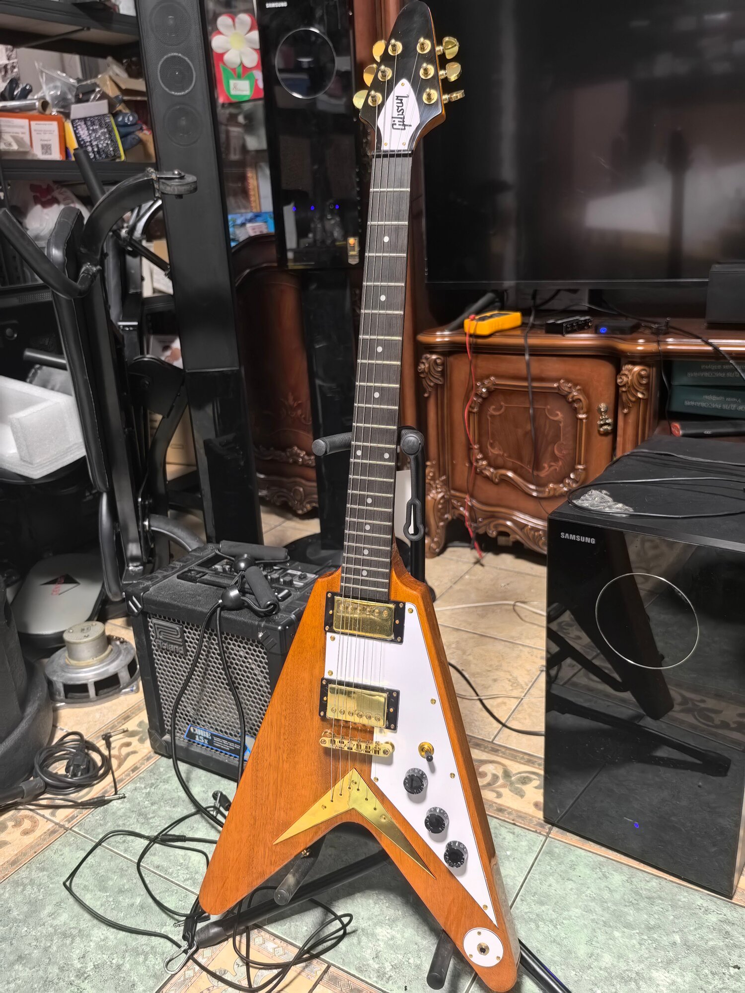 Комплект 5в1 Gibs LЕS Paul Custom Style Серии Gold Premium Электрогитара из Красного дерева