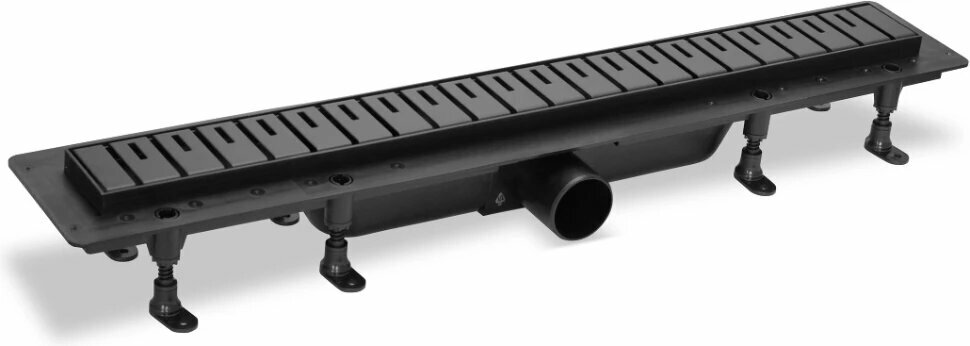 Душевой трап (лоток) PlastBrno Design 2 SZA6400 39,3 см, с решеткой, перфорированный, черный матовый