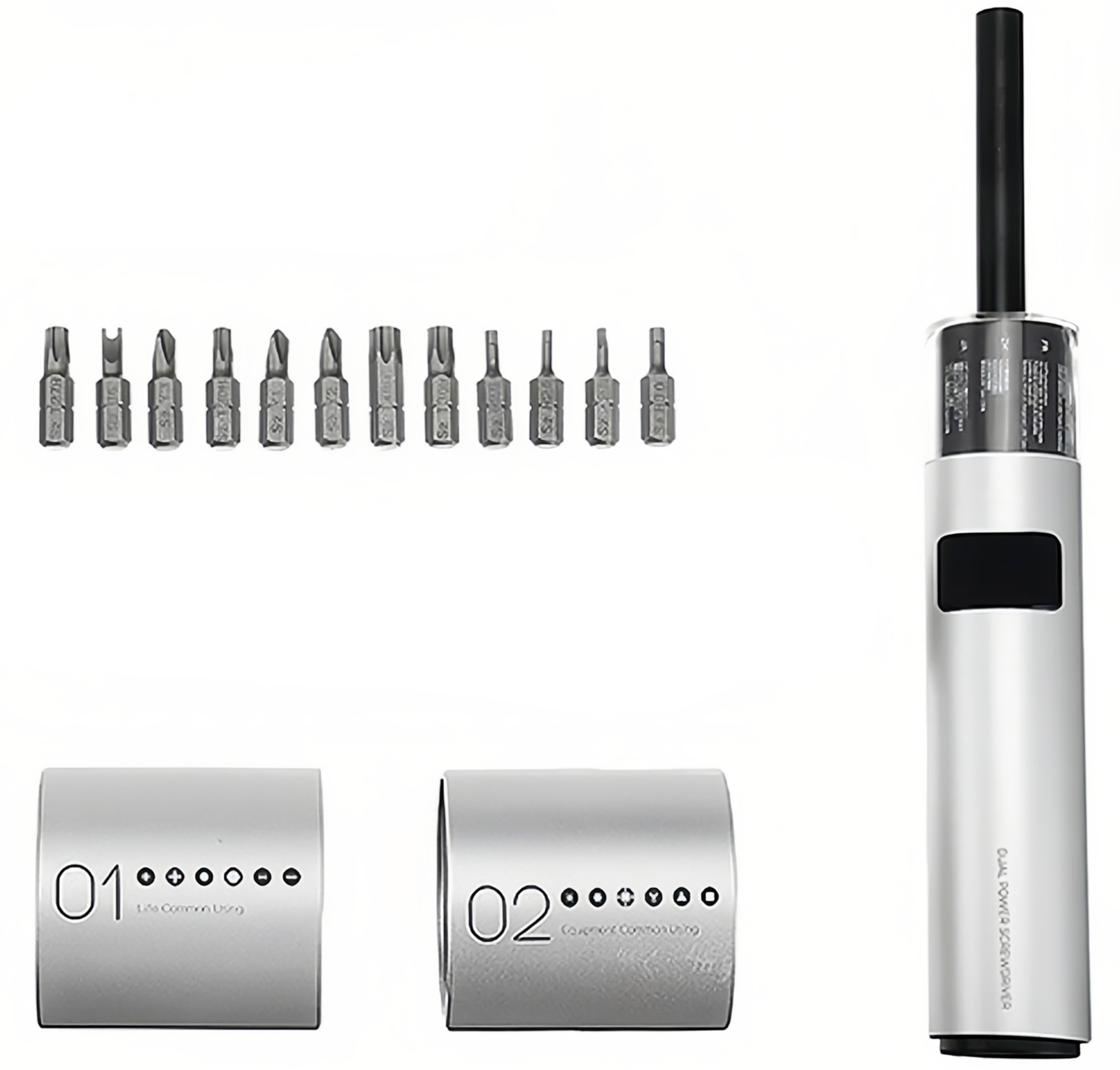 Отвертка электрическая 12 в 1 Wowstick Dual Power Lithium Screwdriver C63 (SD63) Silver