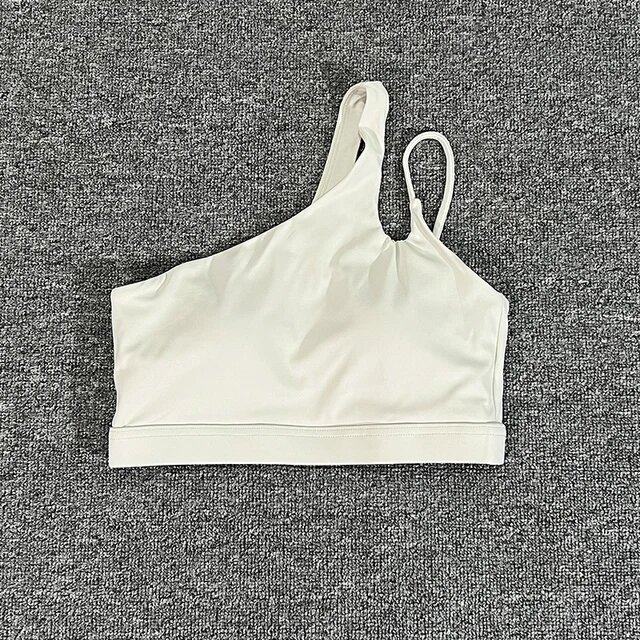 Эластичный удобный спортивный бюстгальтер на одно плечо для женщин, топ для фитнеса и тренажерного зала, бюстгальтер для йоги, одежда для бега и тренировок. размер,44/M