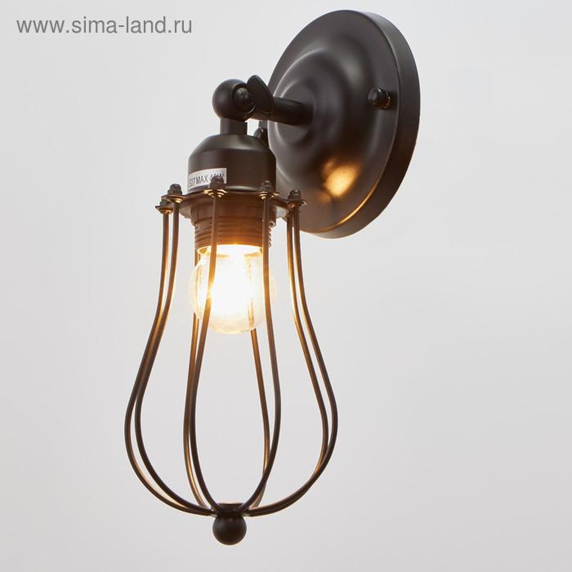 Бра BayerLux 2403167/1, E27, 40 Вт, черный, металл, 12x12x29 см