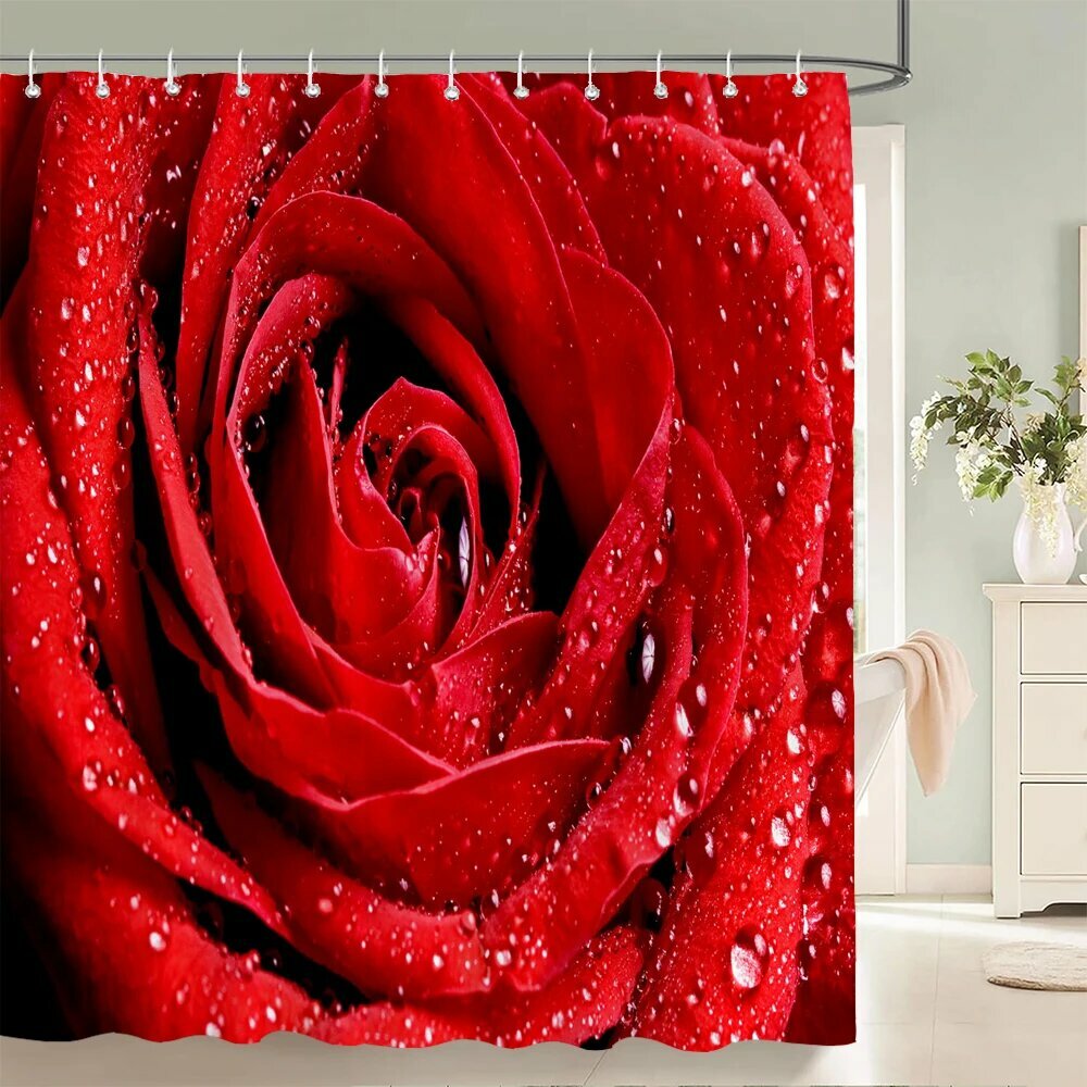 Водонепроницаемые шторы для душа Love Red Rose 180X180см Красный, W120xH180cm, JK2350
