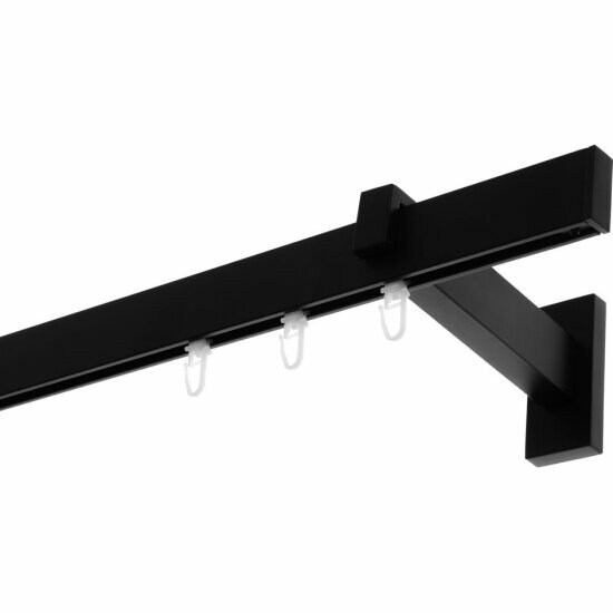 Карниз профильный LM Decor Флэт Лайн однорядный 3,2 м, Черный матовый