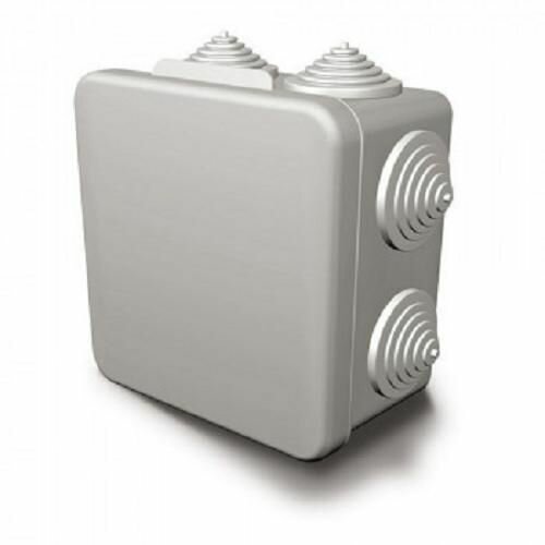 Коробка распределительная Gusi Electric 100х100х55 мм, 8 муфт диаметр 26 мм, степень защиты IP54, открытой проводки, серый