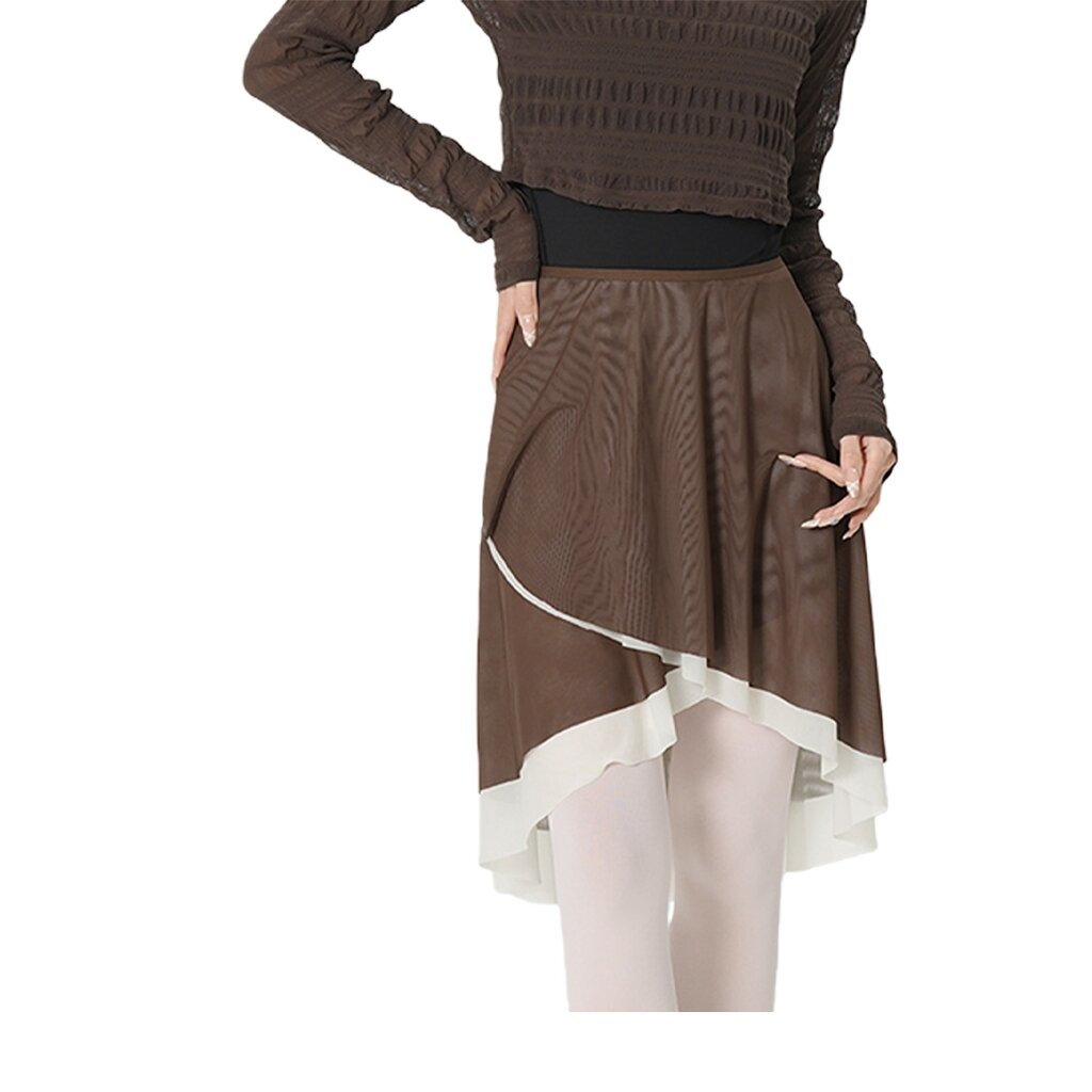 Балетная Танцевальная Юбка Двухцветного Дизайна С Регулируемой Талией Из Дышащей Нейлоновой Ткани