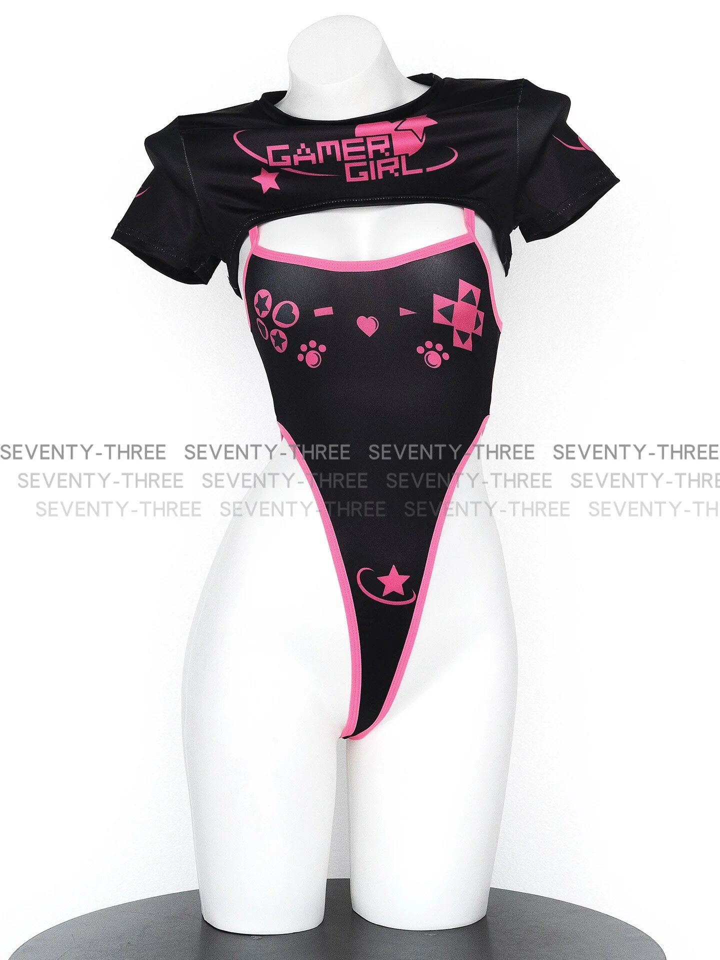 Игра Kawaii, милый кот, игровой контроллер, боди, униформа, женский сексуальный панк-кибер-кошачья лапа, облегающий комбинезон, одежда, костюм для косплея