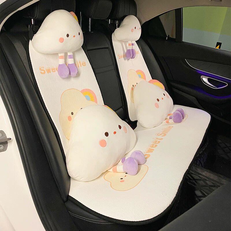 Набор из семь подушек для автомобиля Plush Rainbow Cloud: одно заднее сиденье, две спинки, две подпорки для поясницы и