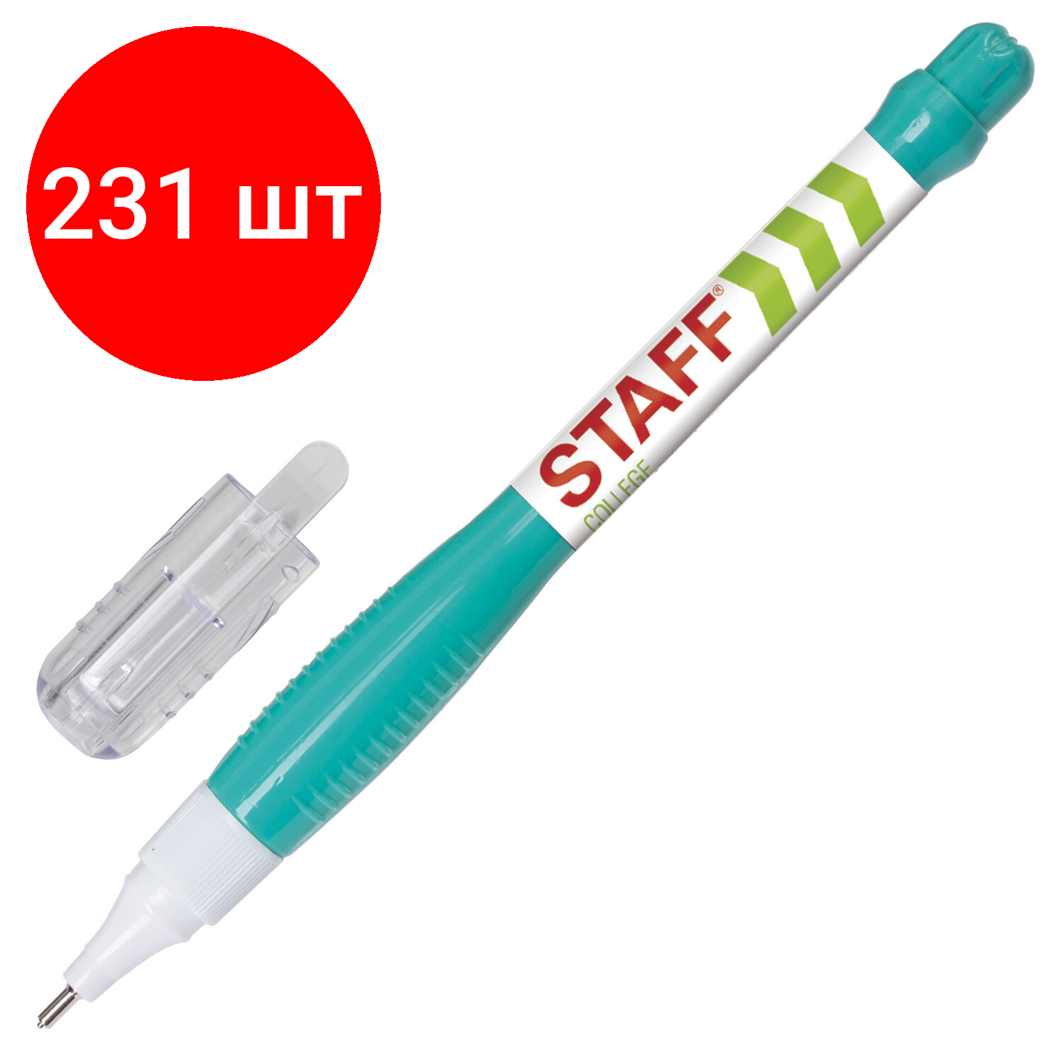 Комплект 231 шт, Ручка-корректор STAFF "College", 6 мл, металлический наконечник, 225213