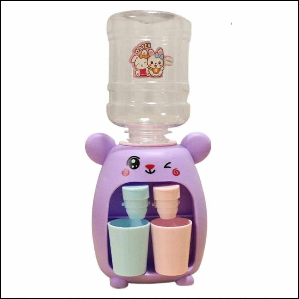 Кулер для воды детский настольный зайчик розовый, мини-диспенсер для ребёнка