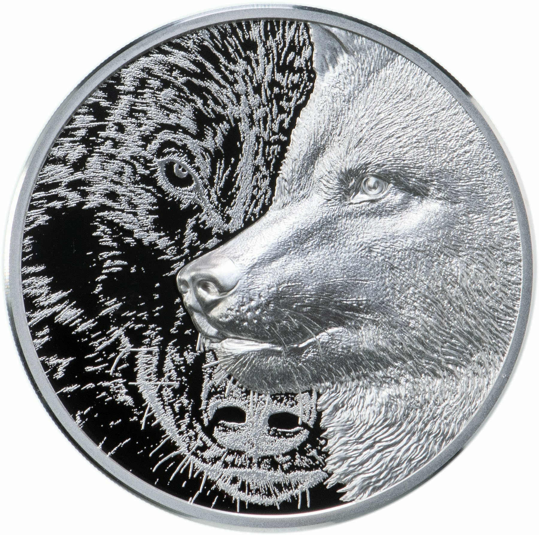 Монголия 500 тугриков 2021 года "Мистический волк", в футляре с сертификатом, Серебро 999, в сохранности Proof