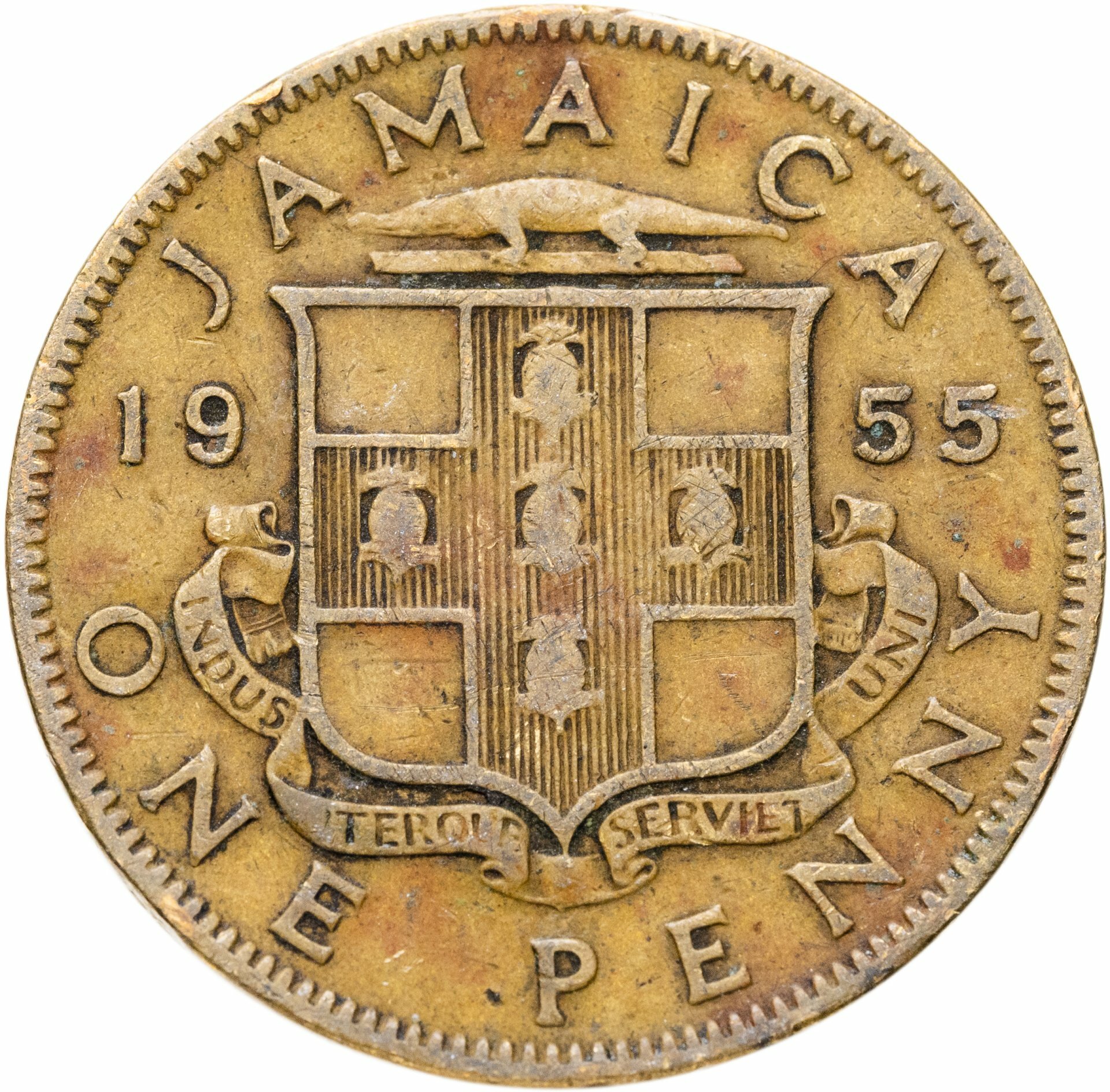 Ямайка 1 пенни penny 1955, Латунь, в сохранности VF