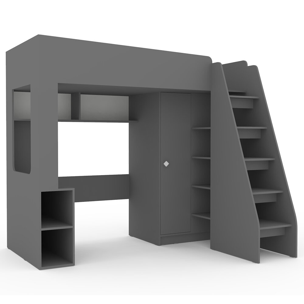 Кровать чердак Киви Темно-серый Темно-серый