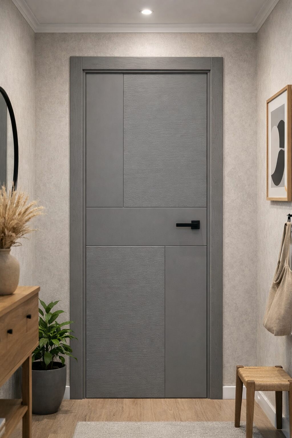 Дверь межкомнатная Fusion grigio глухая (800 х 2000), цвет RAL 7015