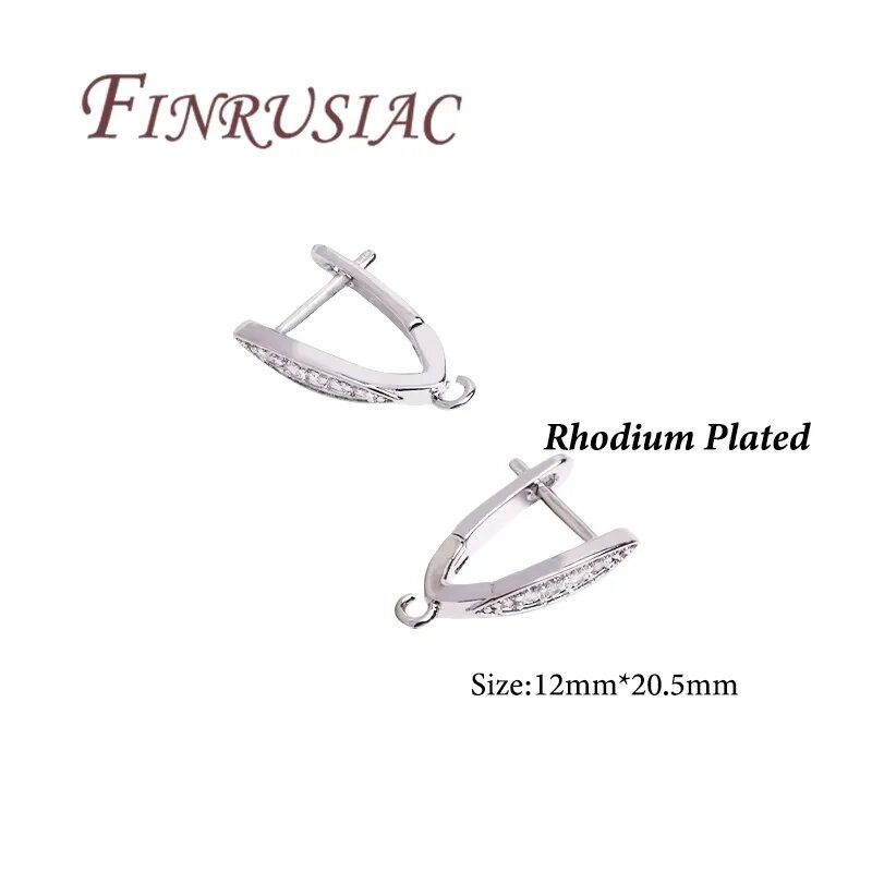 Сережки-клипсы FINRUSIAC, Rhodium Plated, 12mm*20.5mm