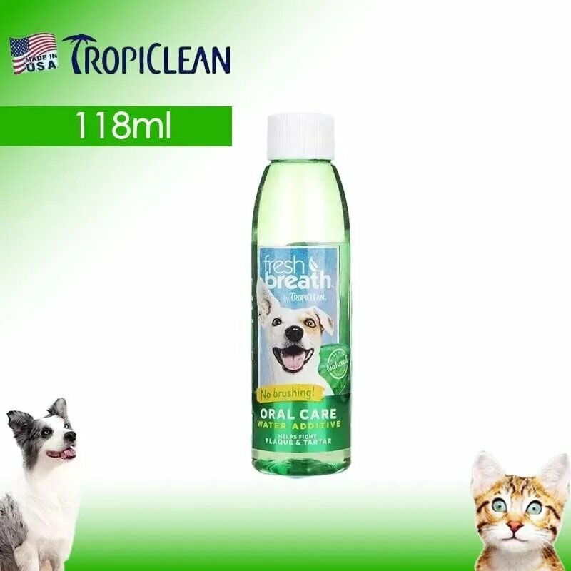 TropiClean Fresh Breath, Clean Tartar, ополаскиватель для полости рта собак, 118 мл
