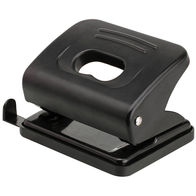 2 шт. Дырокол OfficeSpace 20л, пластиковый, черный, с линейкой