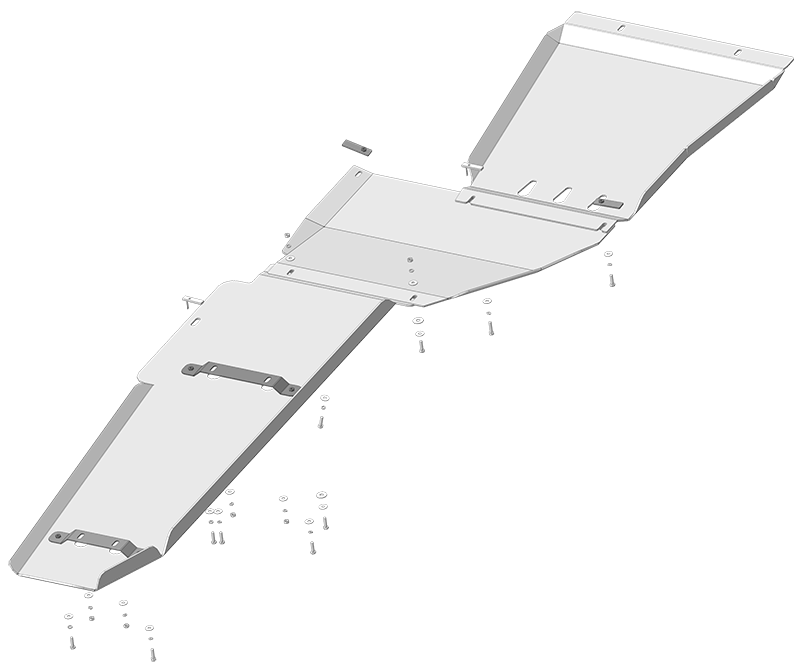 Защита алюминиевая 5 мм КПП, РК, Б Ford F-150 Raptor Super Cab 2010-2017 гг. MOTODOR.30706