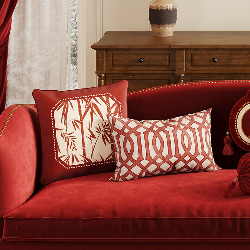【Лян Ли Чжи】Длинная подушка в китайском стиле, свадебная красная, высококачественная подушка для дивана, подушка в форме руйи, китайский стиль