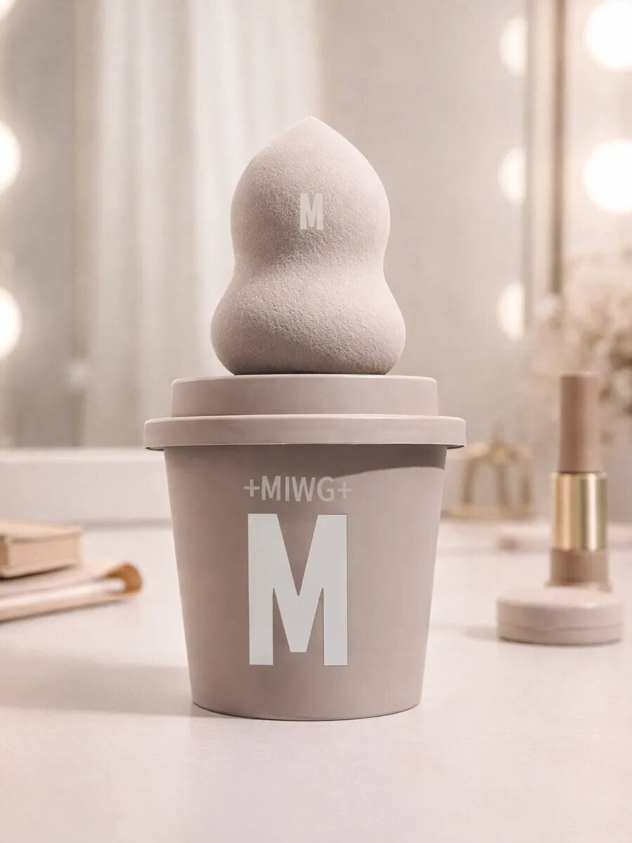 Косметический спонж для макияжа лица форма матрешка в футляре 1 шт