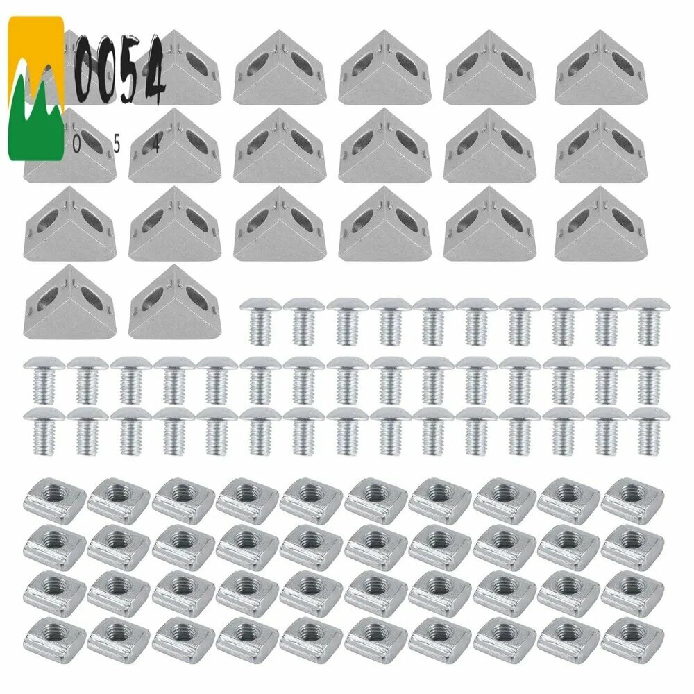 (J M B W) Комплект соединителей алюминиевого профиля серии 2020, 20 угловых кронштейнов, 40 гаек M5 x 10 мм с Т-образным пазом, винтов шестигранной головкой M5x10