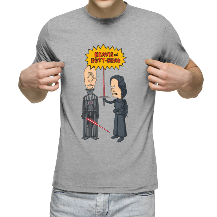 Мужская футболка «Beavis and butt-head The Sith» (серый меланж, L)