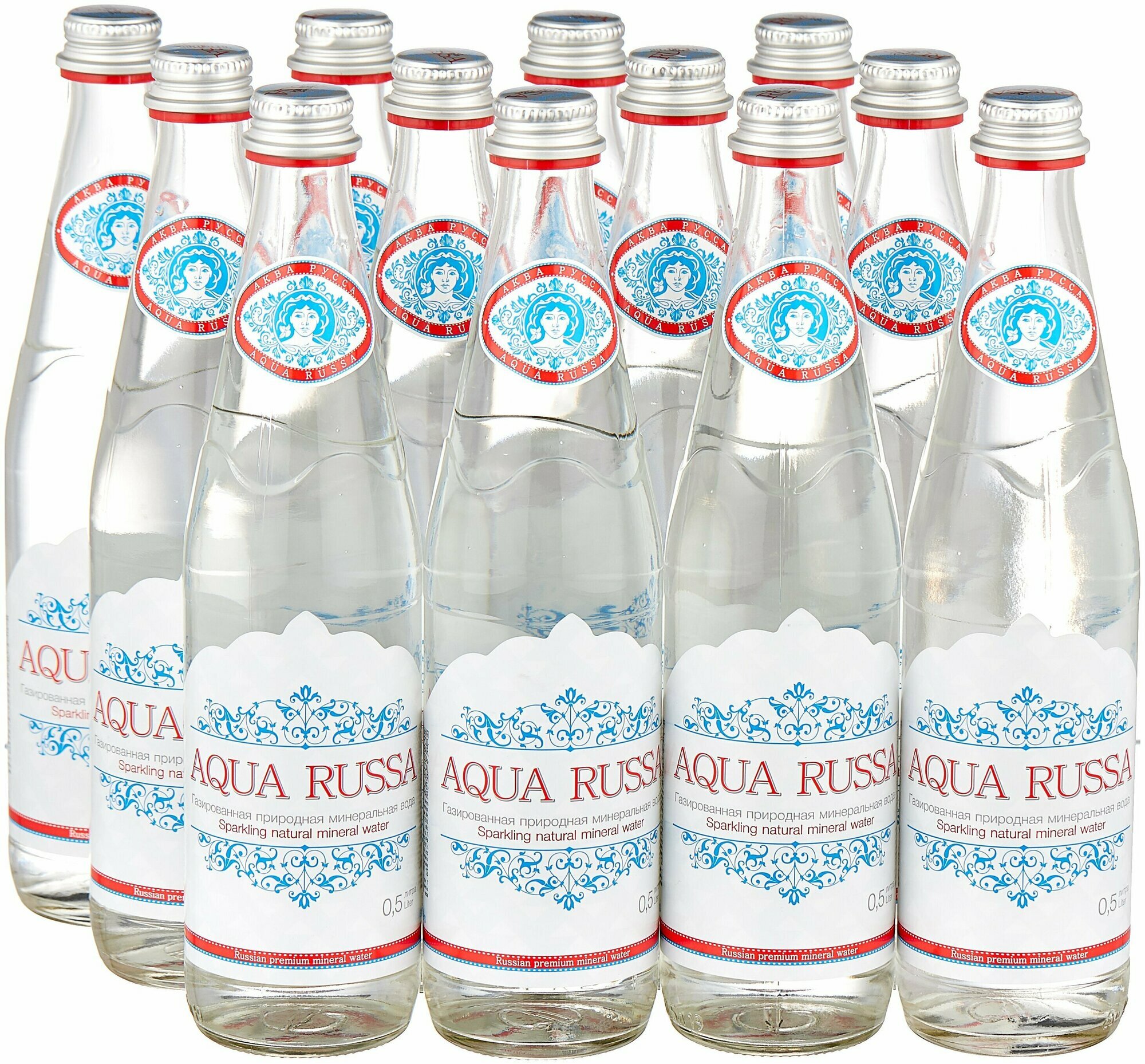 Aqua Russa 0,5л.*12шт. Газ Стекло Aqua Russa Вода минеральная Россия