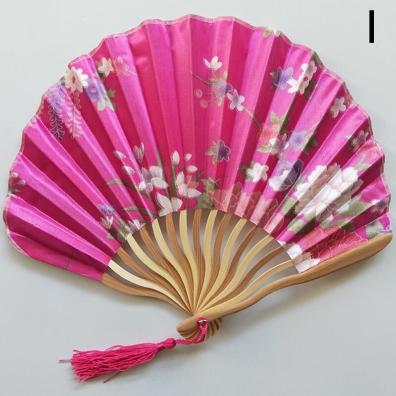 Складной шелковый бамбуковый веер в цветочный узор, винтажном стиле,1 шт