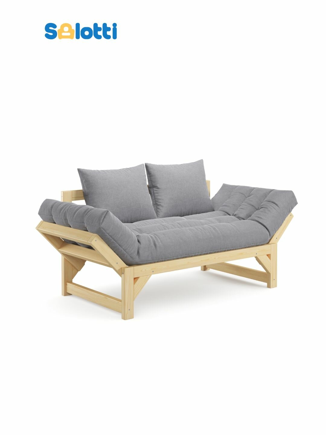 Диван-кровать раскладной Salotti эйра с ортопедическим основанием, рогожка Kstur, светло-серый