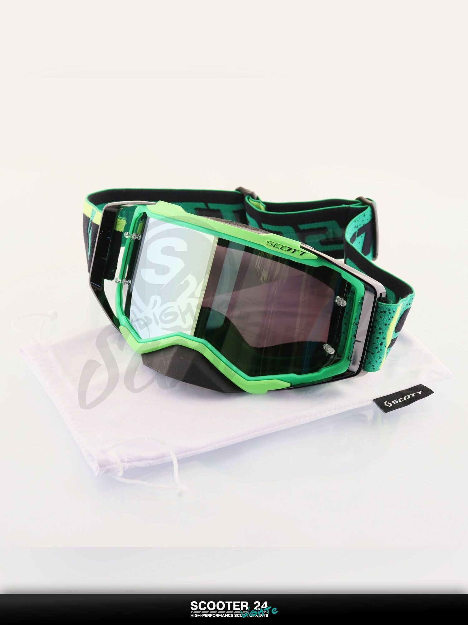 Очки кроссовые "SCOTT" (желтый-зеленый, зеленый визор) маска для мотокросса / эндуро на мотоцикл / питбайк квадроцикл и снегоход под шлем универсальные