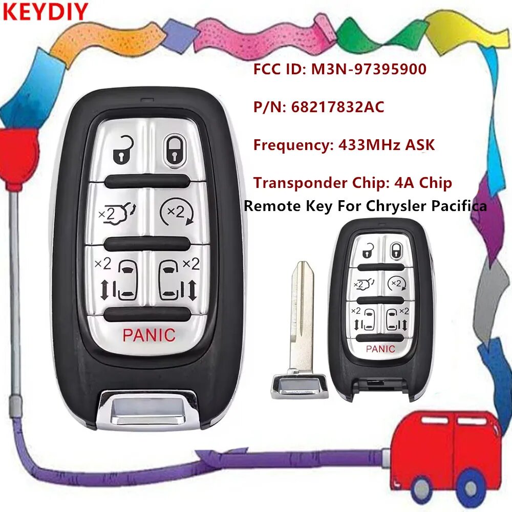 KEYDIY 1 ключ для Chrysler Pacifica Voyager 2017-2023 433 МГц