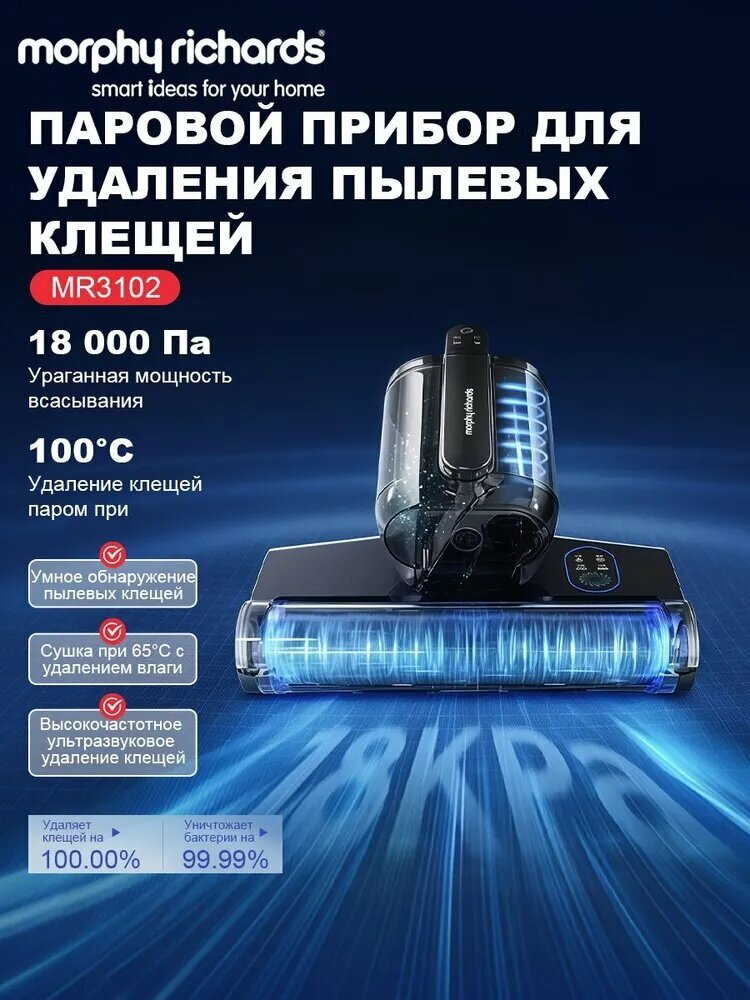 Morphy Richards Пылесос для удаления пылевого клеща MR3102, темно-серый