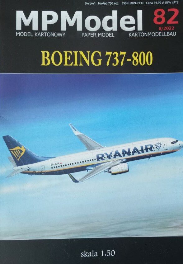 Сборная бумажная модель Самолет Boeing 737-800 - MPModel №82 (журнал)